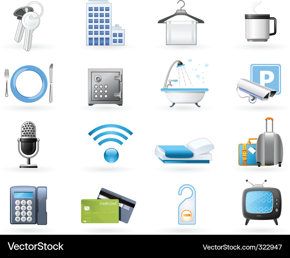 Hotel accommodation amenities Royalty Free Vector Image