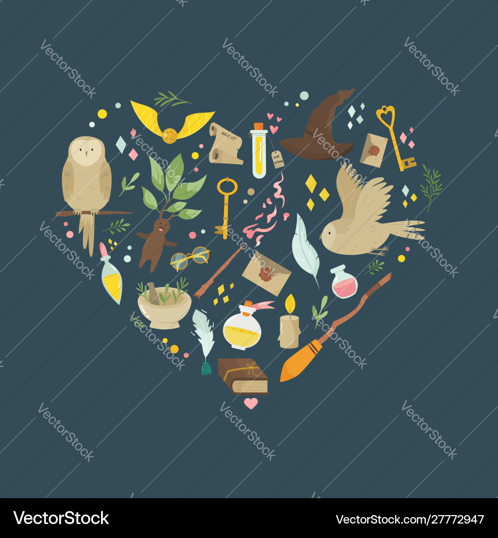Magical Heart Fantasy Banner Royalty Free Vector Image