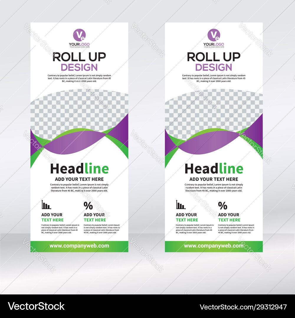 Roll up banner vertical design template Royalty Free Vector