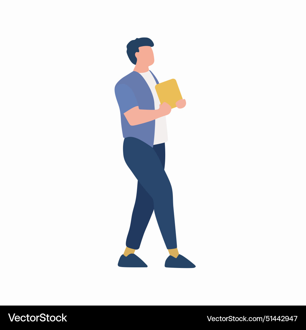 Working man hold file in hands isolated on white Vector Image