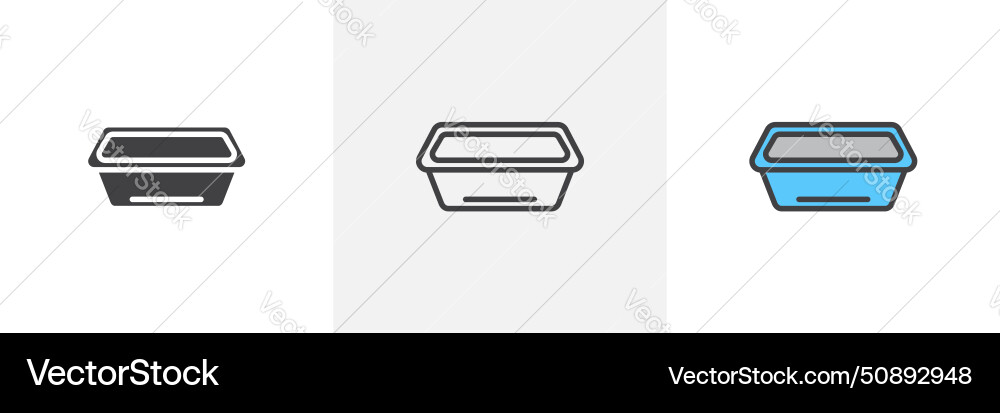 Aluminum foil food container icon set Royalty Free Vector