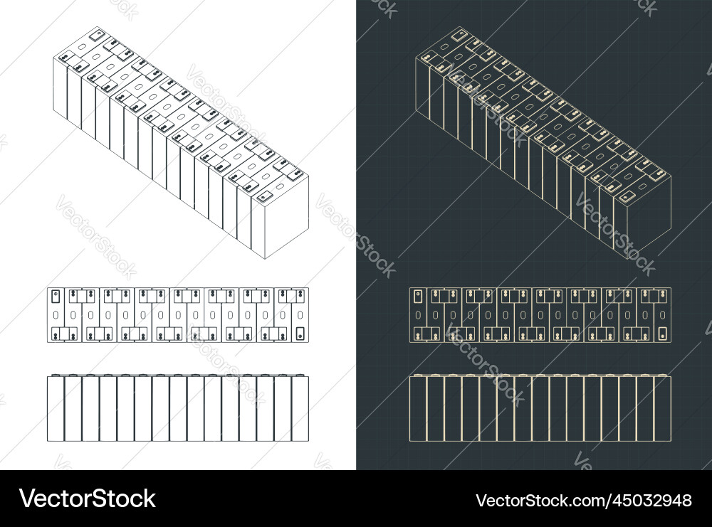 Battery module drawings Royalty Free Vector Image