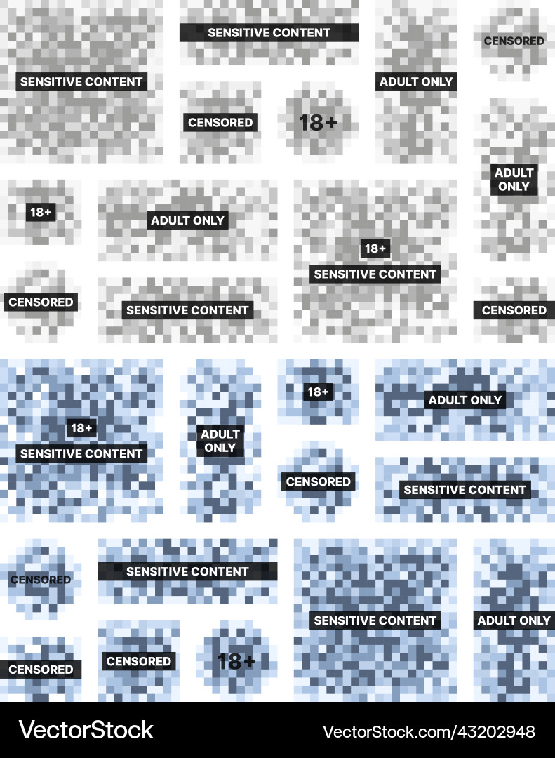 Censorship symbols pixelation effect templates Vector Image