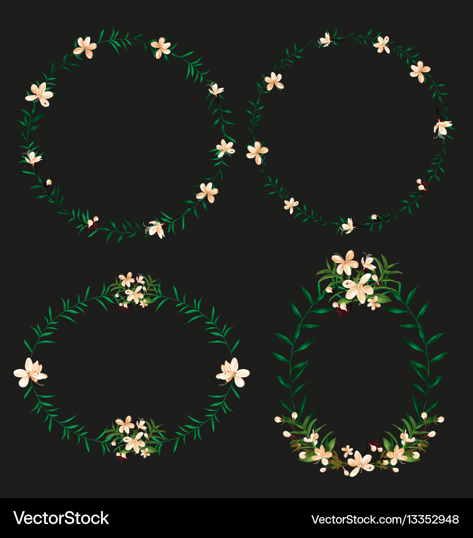Floral Wreath Border Set Royalty Free Vector Image