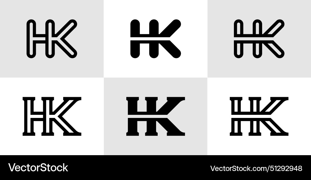 Letters hk monogram logo set suitable Royalty Free Vector
