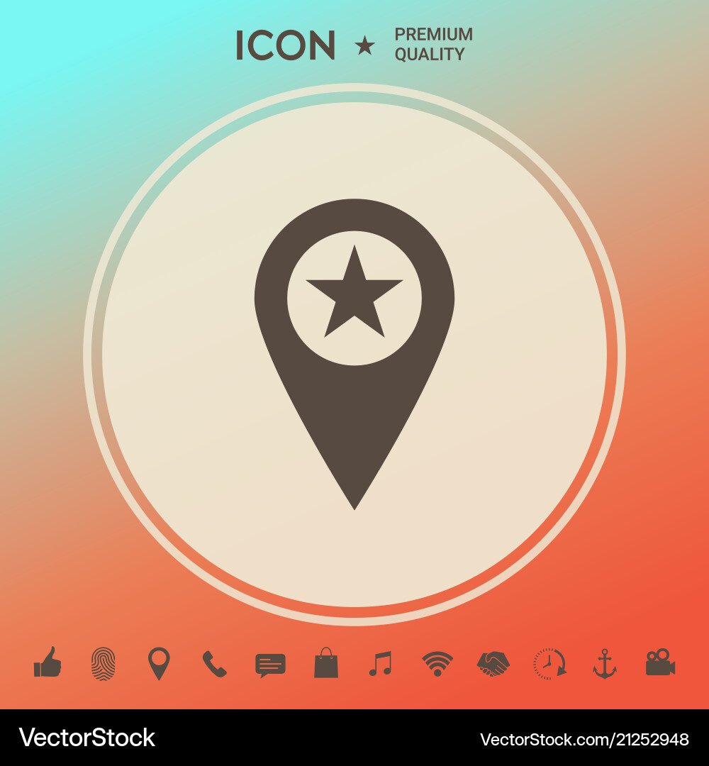 Map pointer with star Royalty Free Vector Image