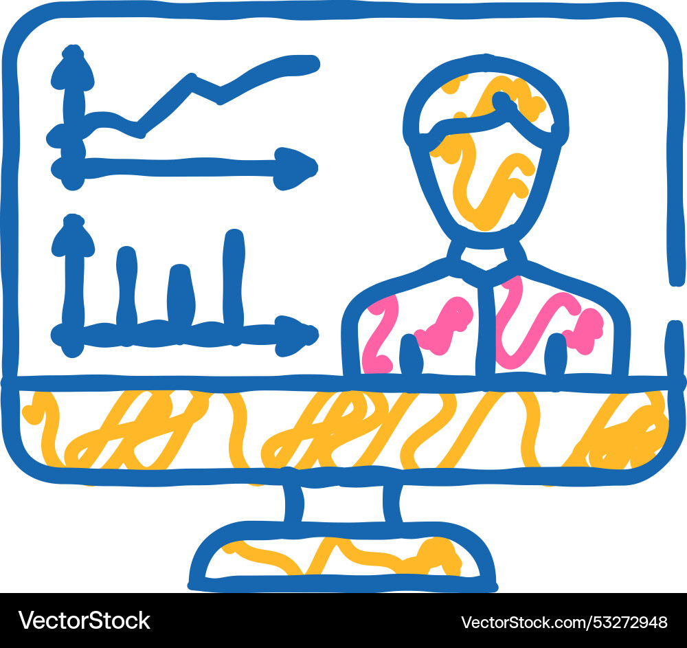 Skills researching online icon doodle Royalty Free Vector