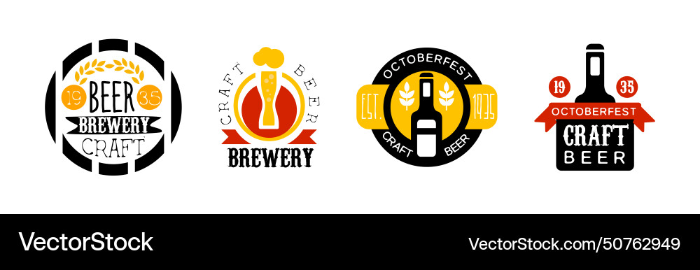 Craft beer brewery label design and emblem Vector Image