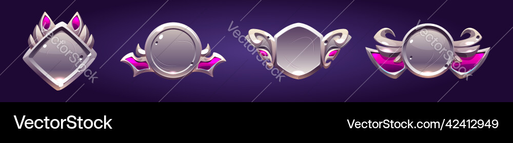 Game silver award labels trophy badges Royalty Free Vector