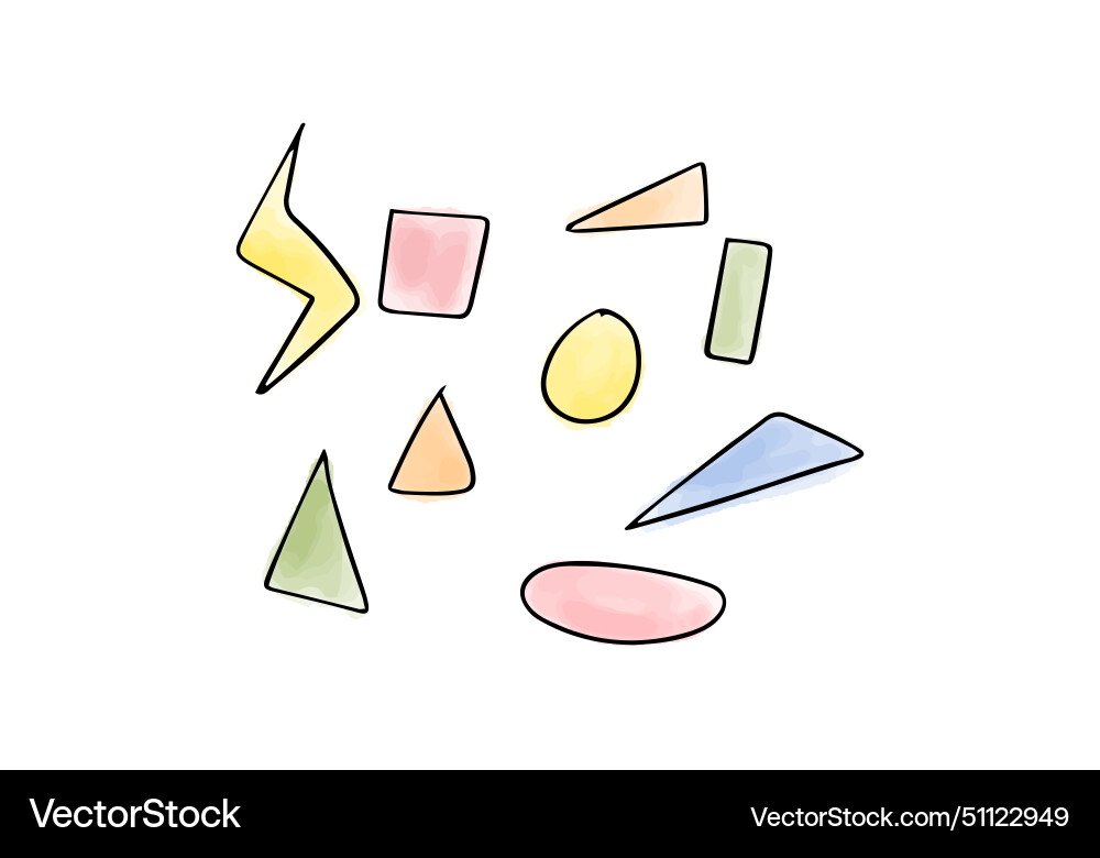 Geometric shapes watercolor doodle element Vector Image