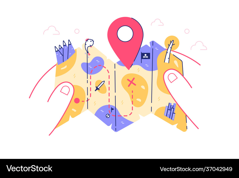 Map in persons hand Royalty Free Vector Image - VectorStock