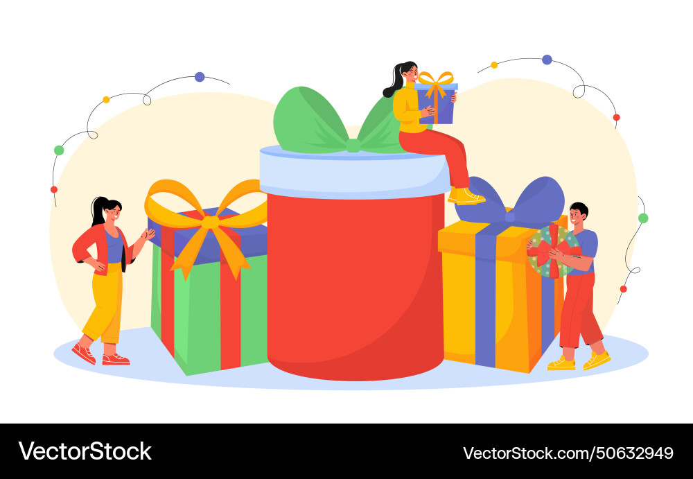 People with gift boxes Royalty Free Vector Image