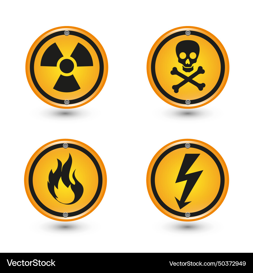 Radiation toxic poison flammable warning Vector Image