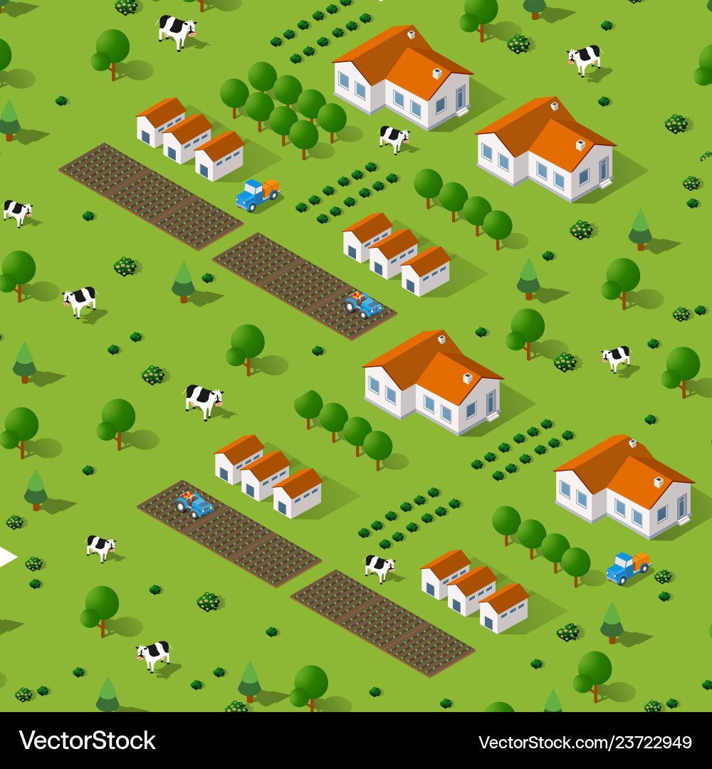 Rural Isometric Farm Landscape Royalty Free Vector Image