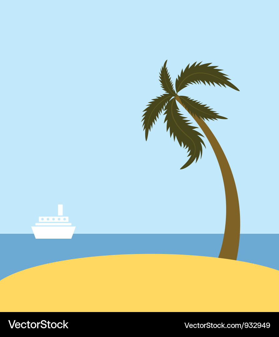 Sea beach with palm tree Royalty Free Vector Image
