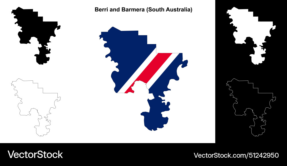 Berri and barmera outline map Royalty Free Vector Image