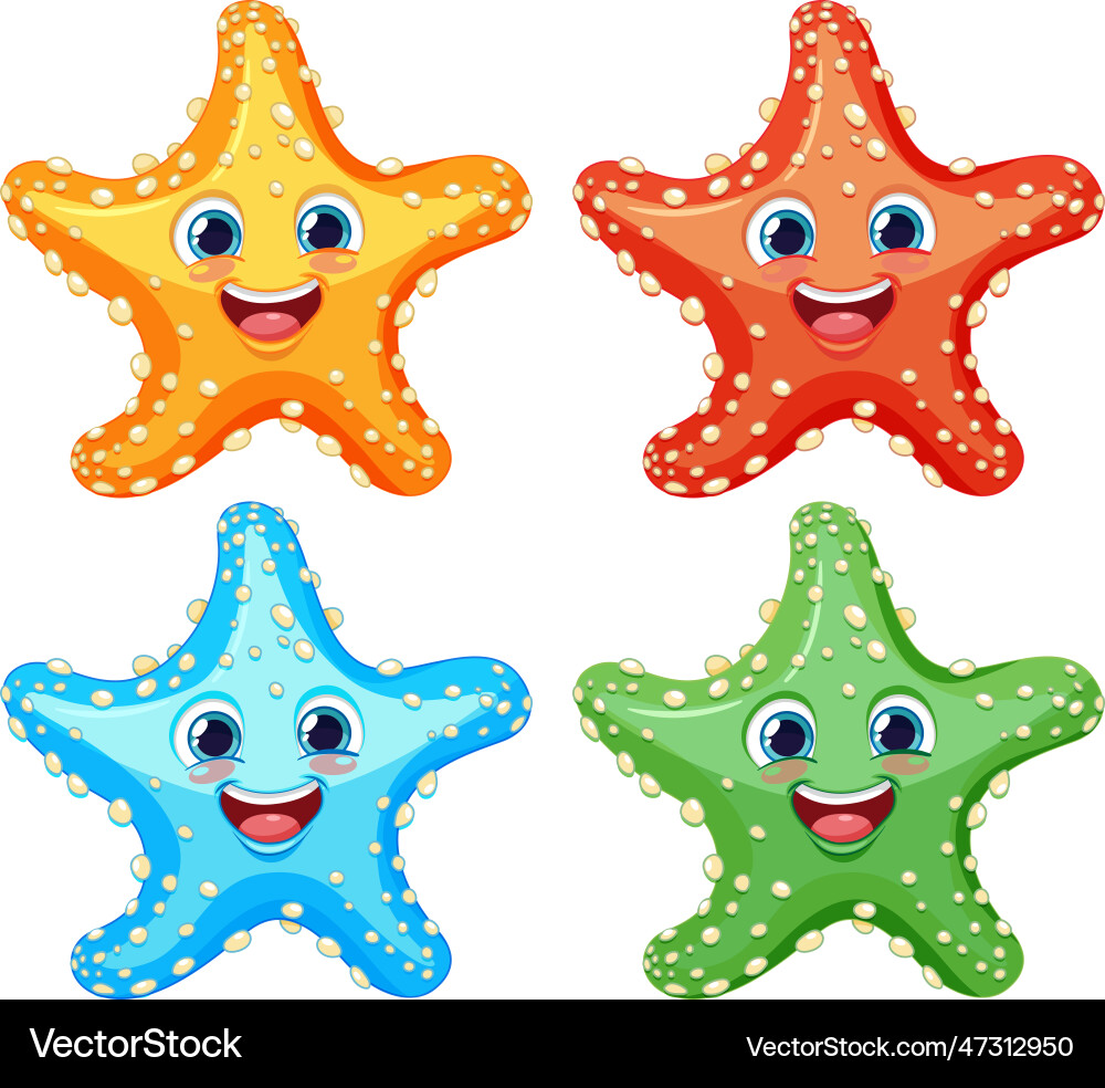 Cute starfish cartoon character Royalty Free Vector Image