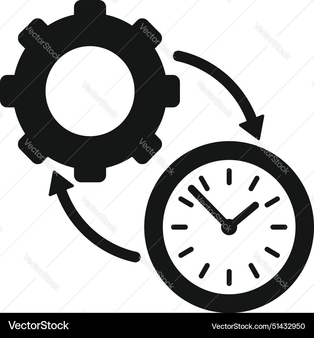 Efficiency concept icon with gear and clock Vector Image