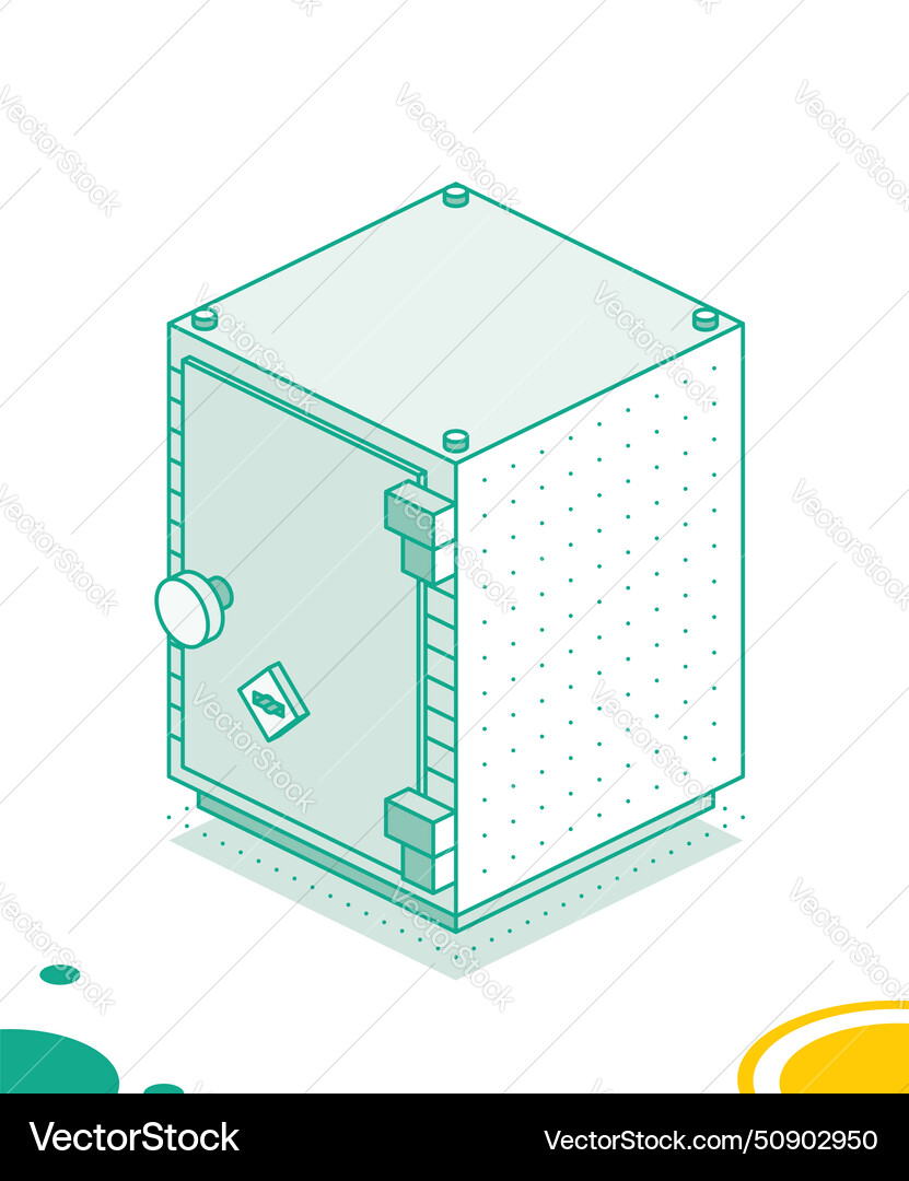 Isometric safe outline object isolated on white Vector Image