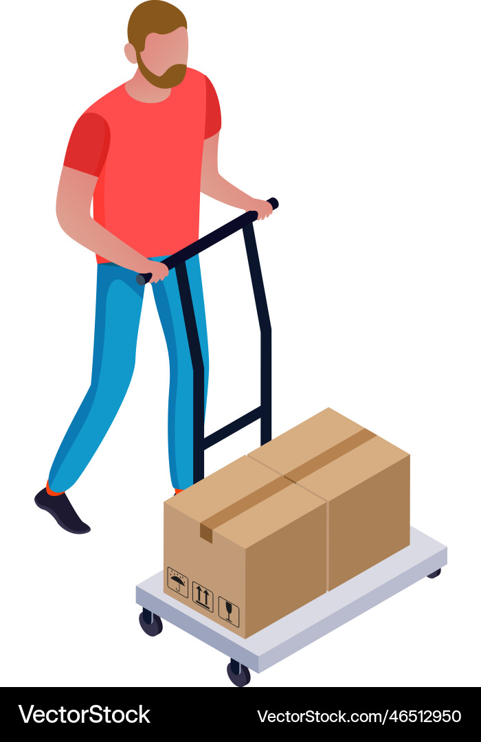Isometric warehouse worker Royalty Free Vector Image