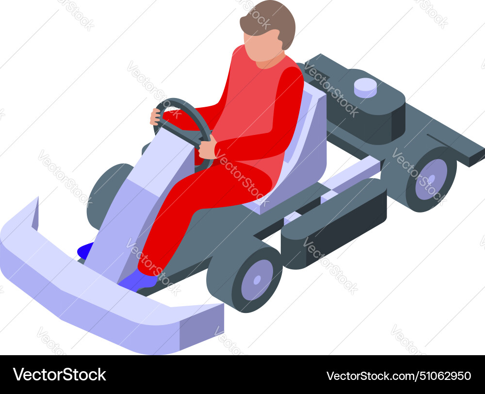 Kart racer without helmet icon isometric Vector Image