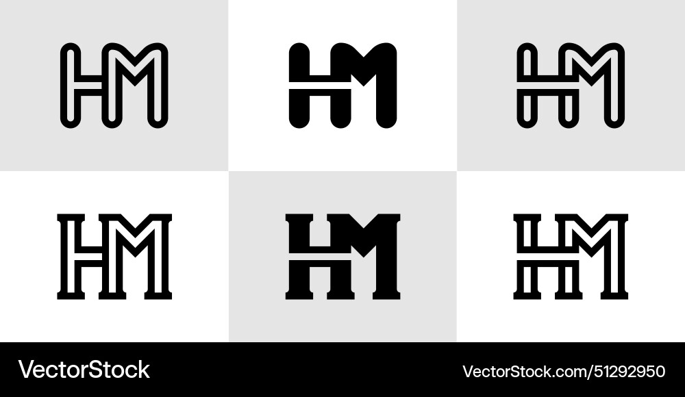 Letters hm monogram logo set suitable Royalty Free Vector Letters hm monogram logo set suitable Royalty Free Vector