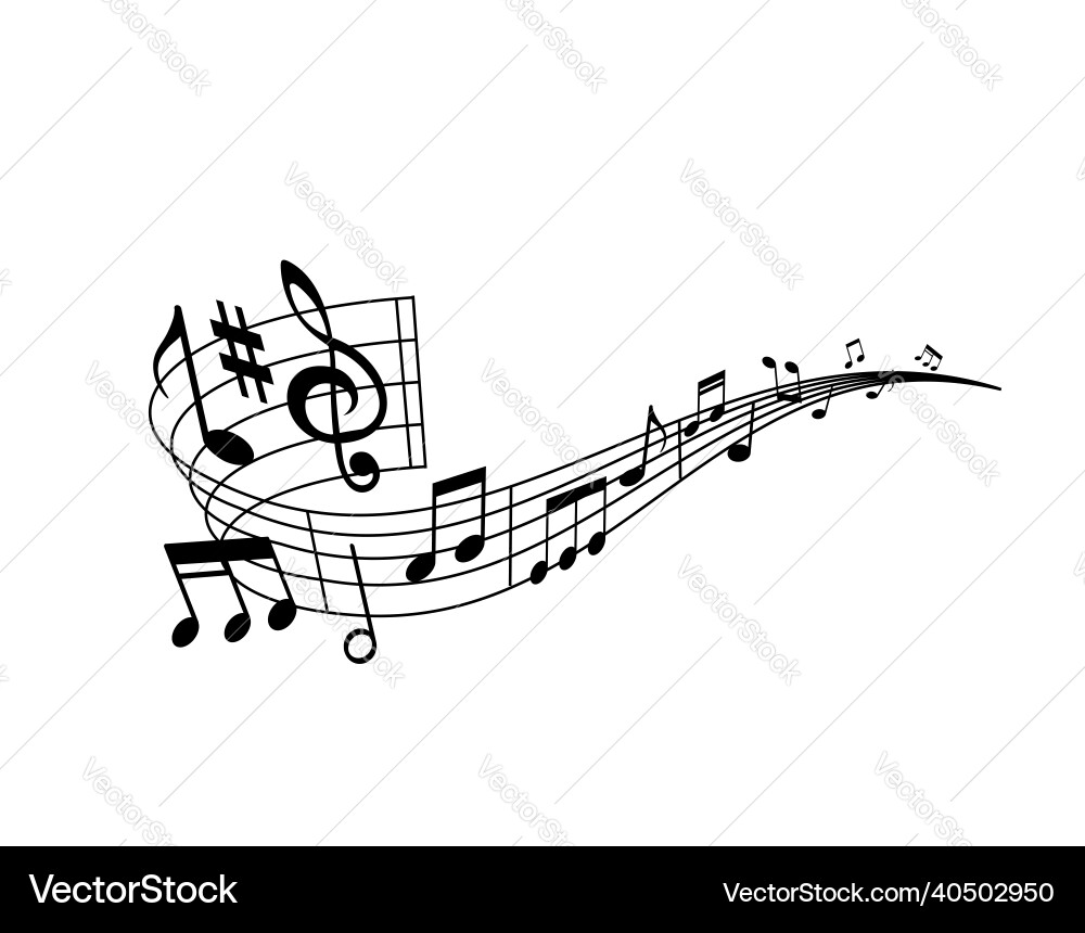 Music wave of musical staff notes sharp key Vector Image