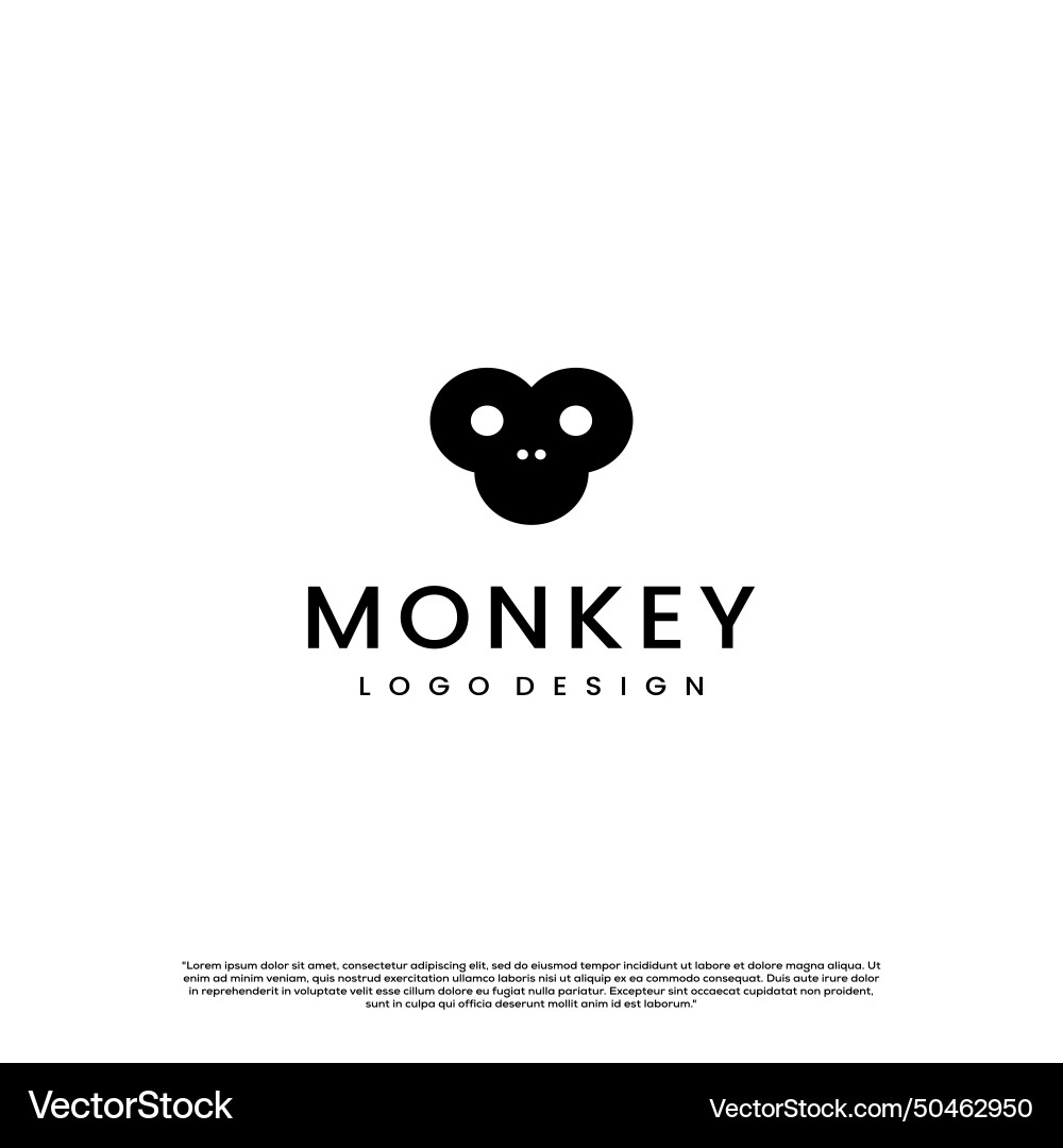 Silhouette of simple monkey logo Royalty Free Vector Image