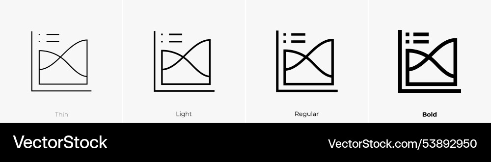 Spline chart icon thin light regular and bold Vector Image