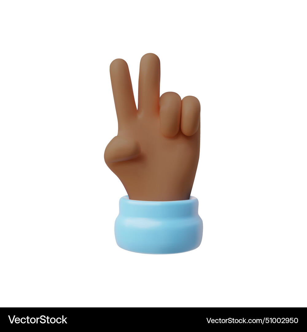 V sign hand gesture 3d icon Royalty Free Vector Image