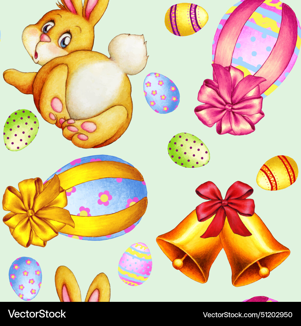Watercolor hand drawn of cute easter pattern Vector Image