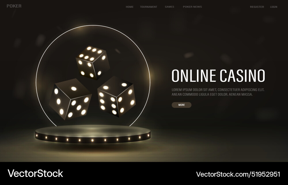 A web banner with dice on the podium Royalty Free Vector