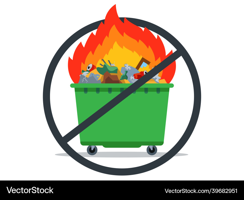 Ban on burning garbage waste tank Royalty Free Vector Image