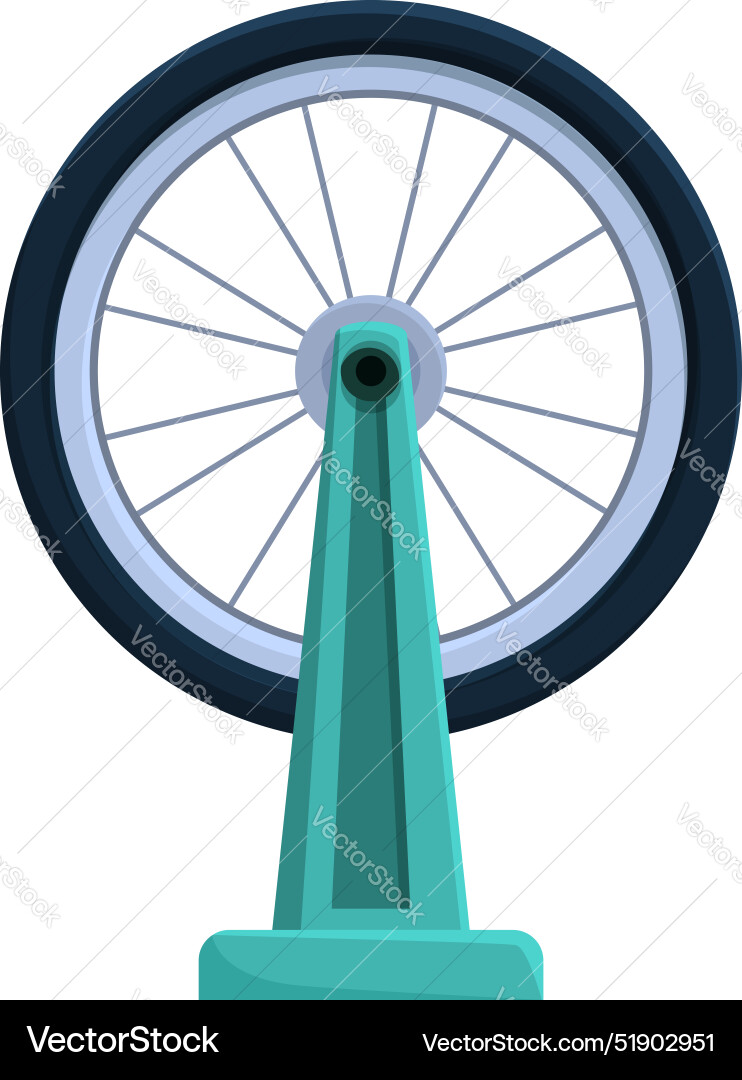 Bicycle wheel rotating on stand for repair Vector Image