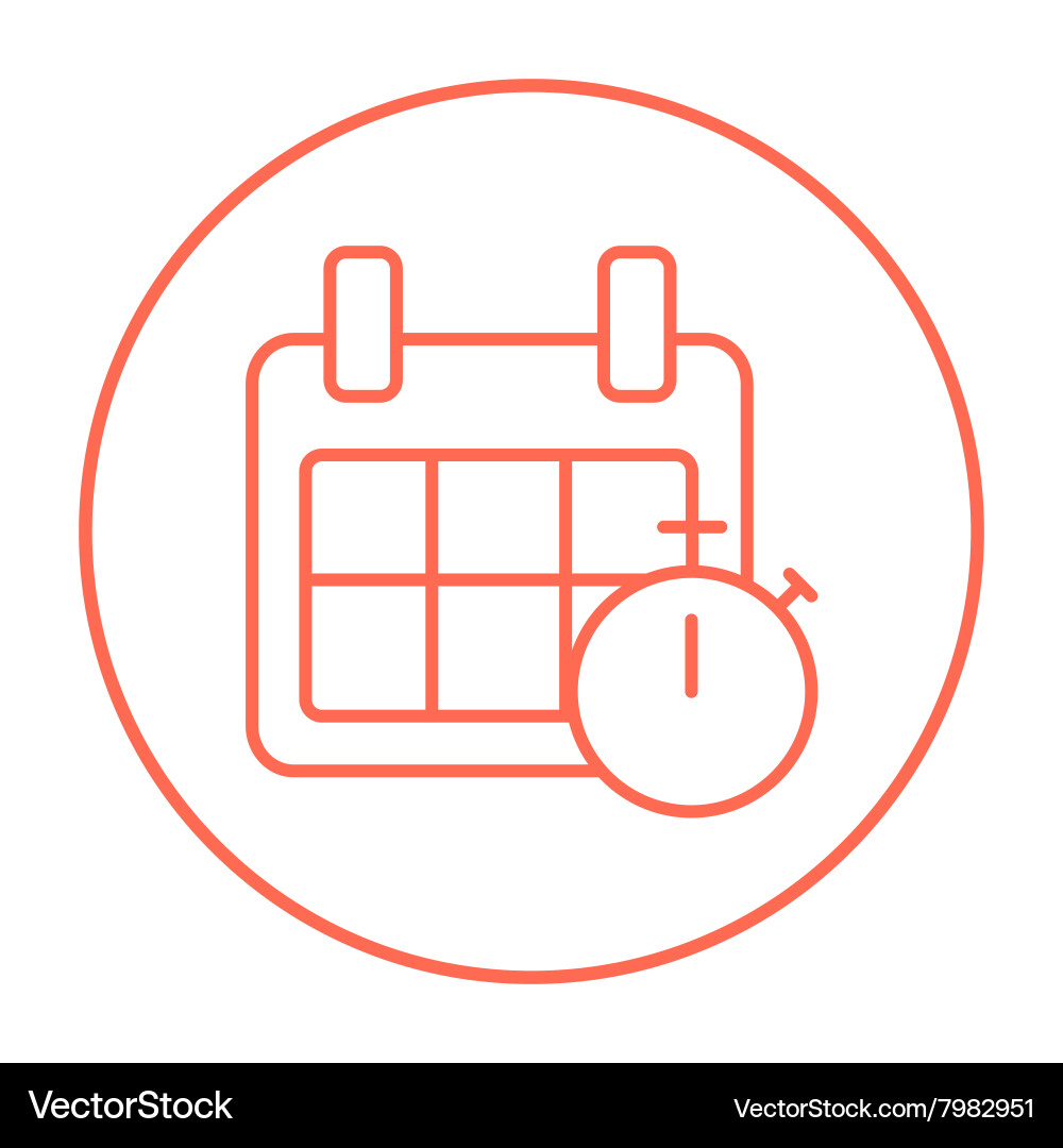 Calendar and stopwatch line icon Royalty Free Vector Image