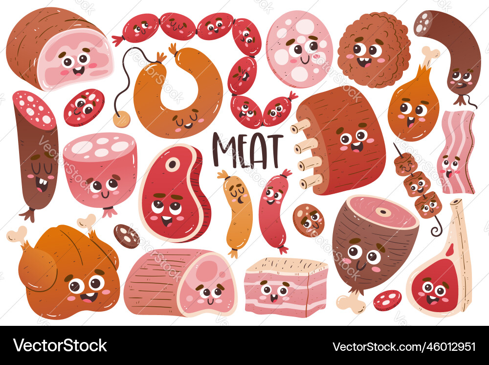 Cartoon meat clipart collection Royalty Free Vector Image