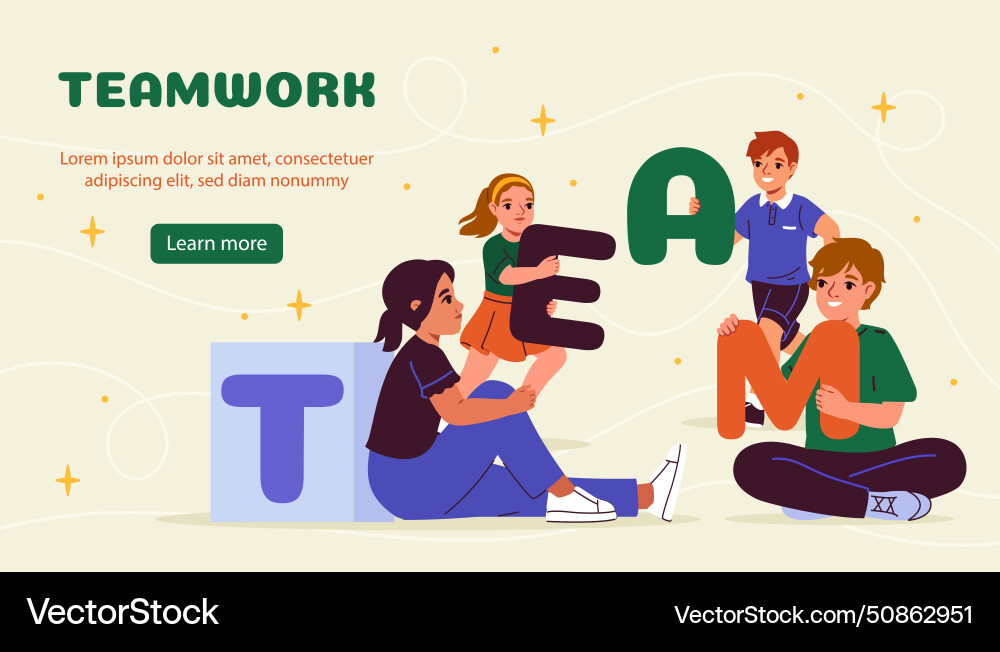 Children in team poster Royalty Free Vector Image