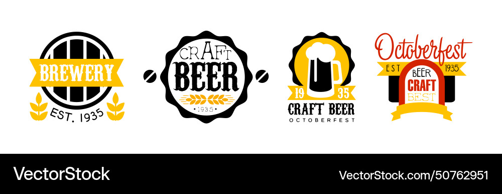 Craft beer brewery label design and emblem Vector Image