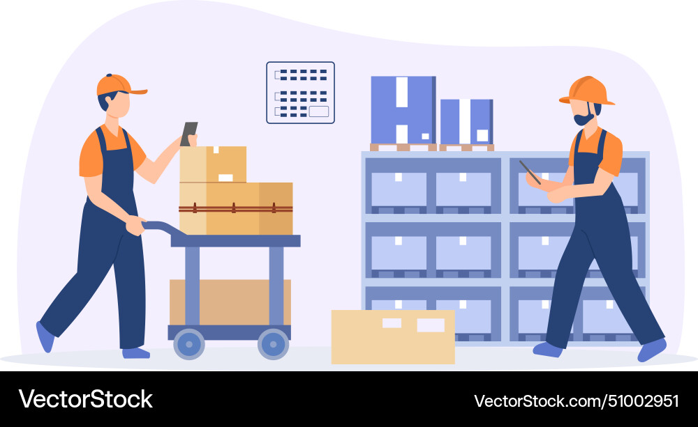 Delivery man shipment package boxes to rece Vector Image