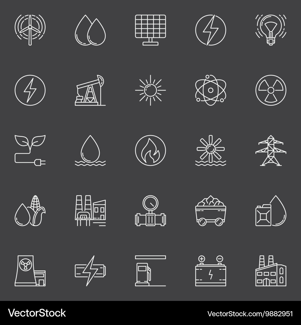 Energy & Power Outline Icons Royalty Free Vector Image