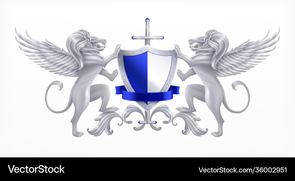 Heraldic shield silver concept Royalty Free Vector Image