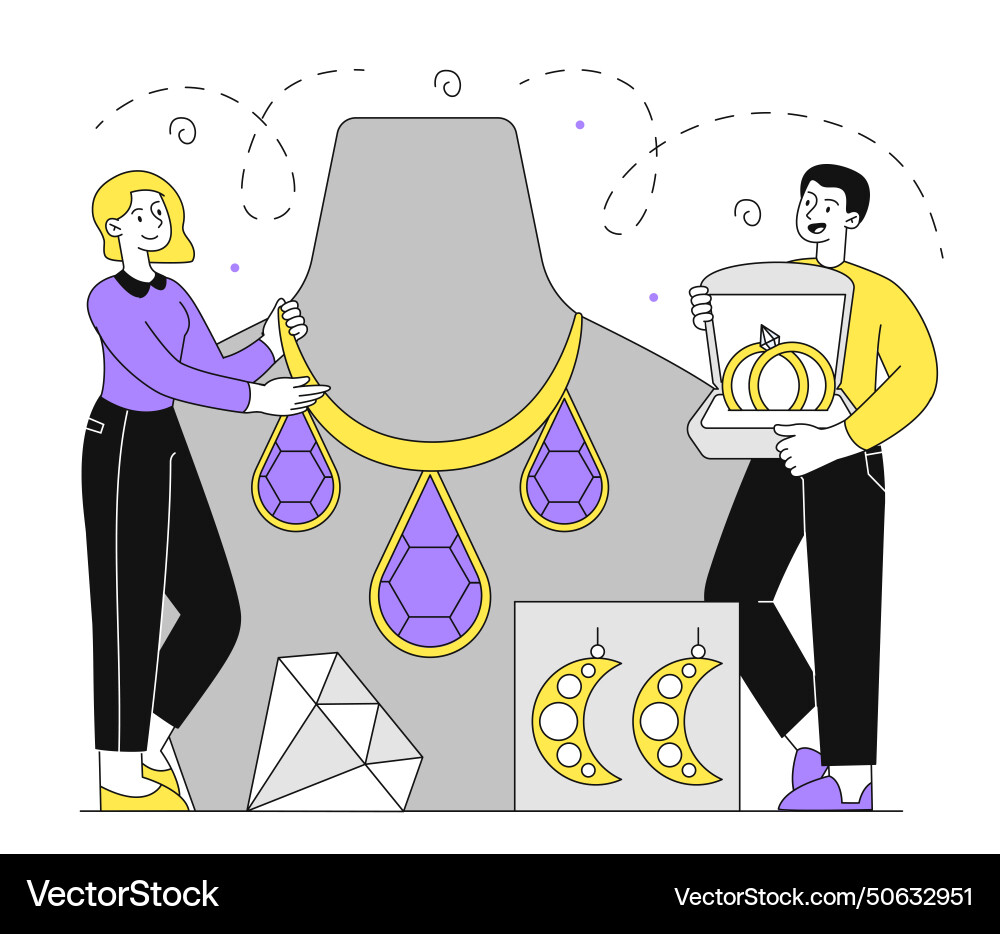 Jewelers with mannequin linear Royalty Free Vector Image