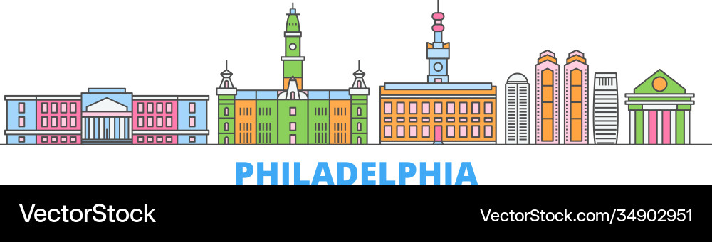 Philadelphia City Skyline Royalty Free Vector Image