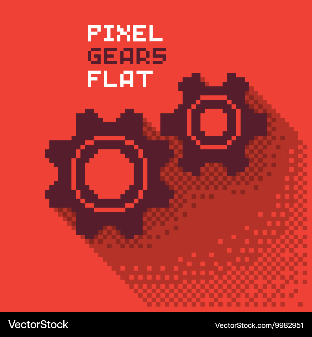Pixel gears Royalty Free Vector Image - VectorStock