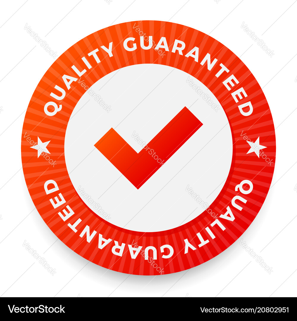 Quality guarantee label round stamp for high Vector Image
