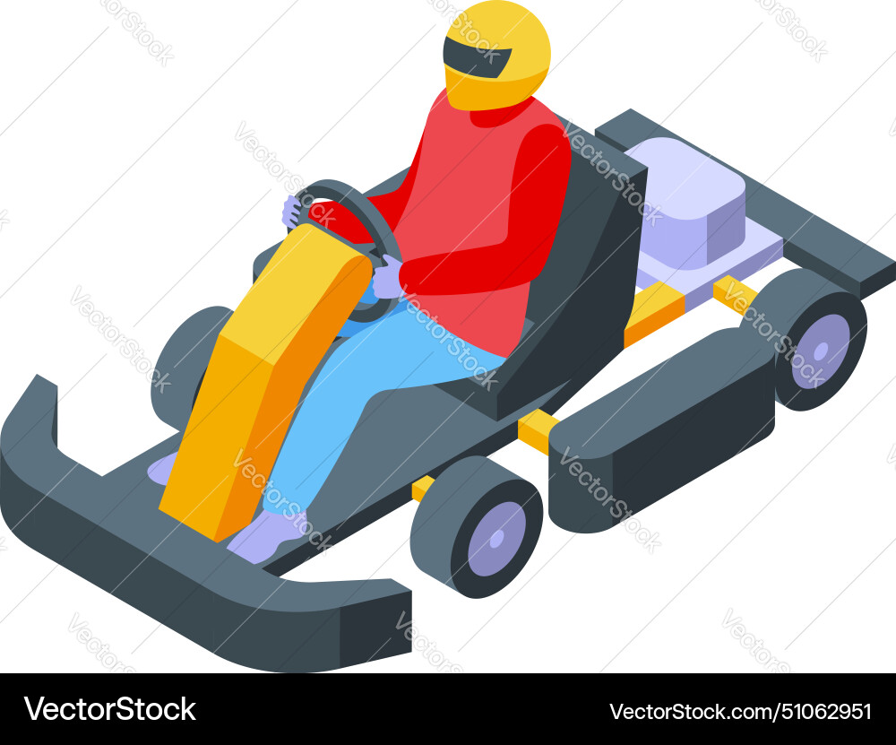 Sport kart racer icon isometric active Royalty Free Vector