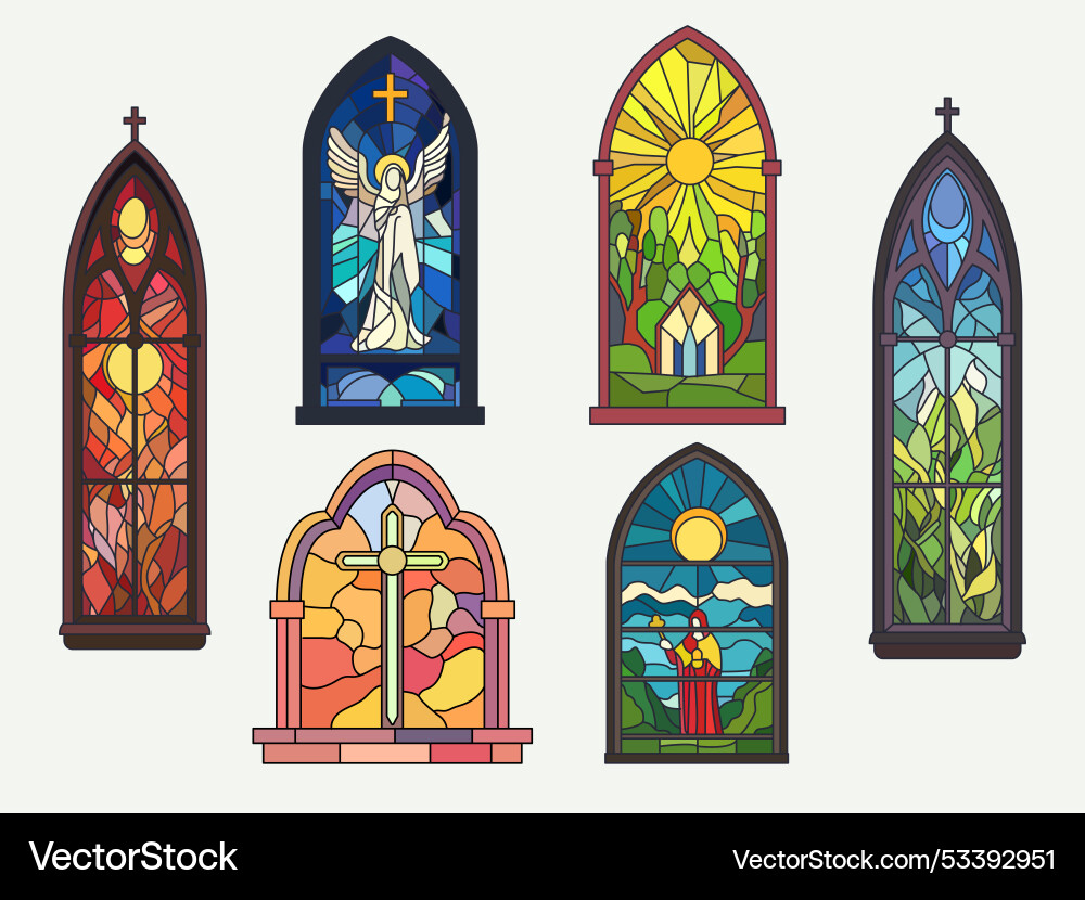 Stained Glass Church Windows Mosaic Royalty Free Vector