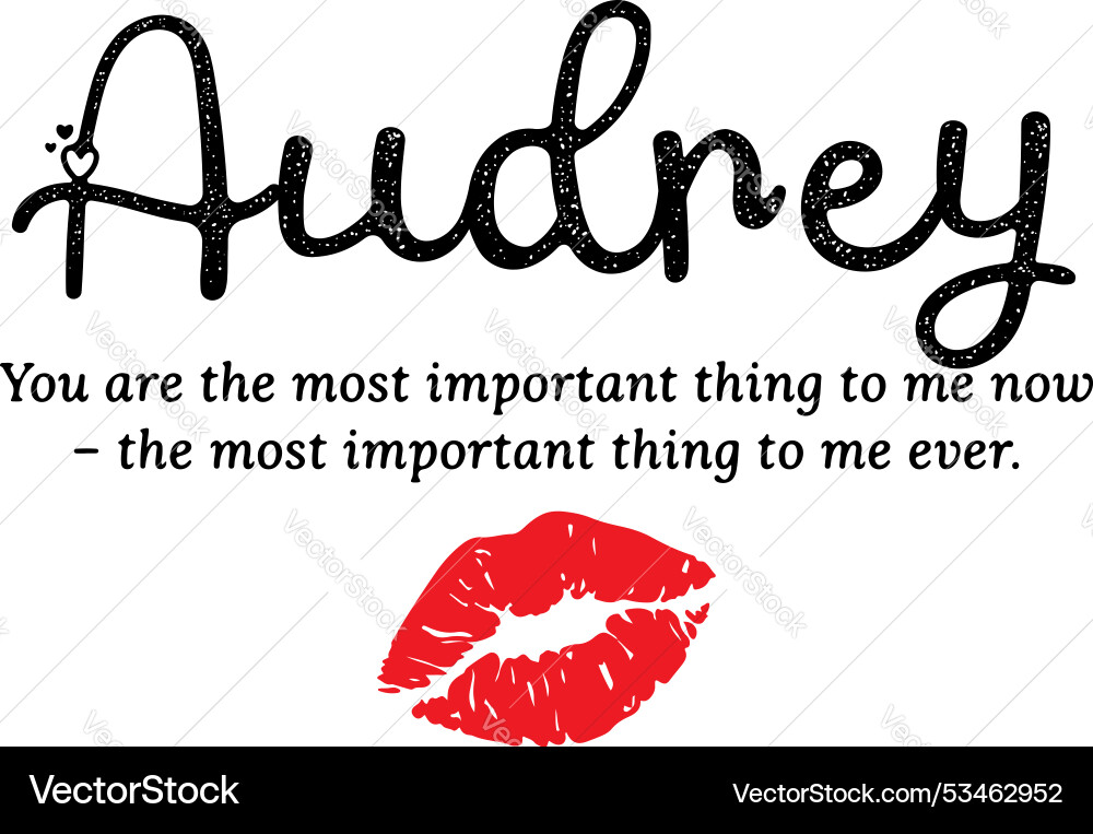Audrey name with lip Royalty Free Vector Image