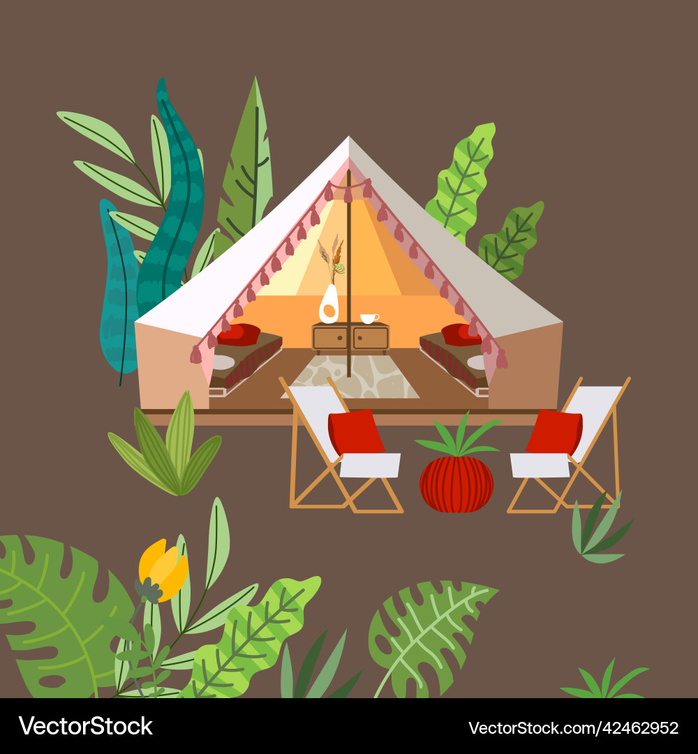 Glamping beautiful picture Royalty Free Vector Image