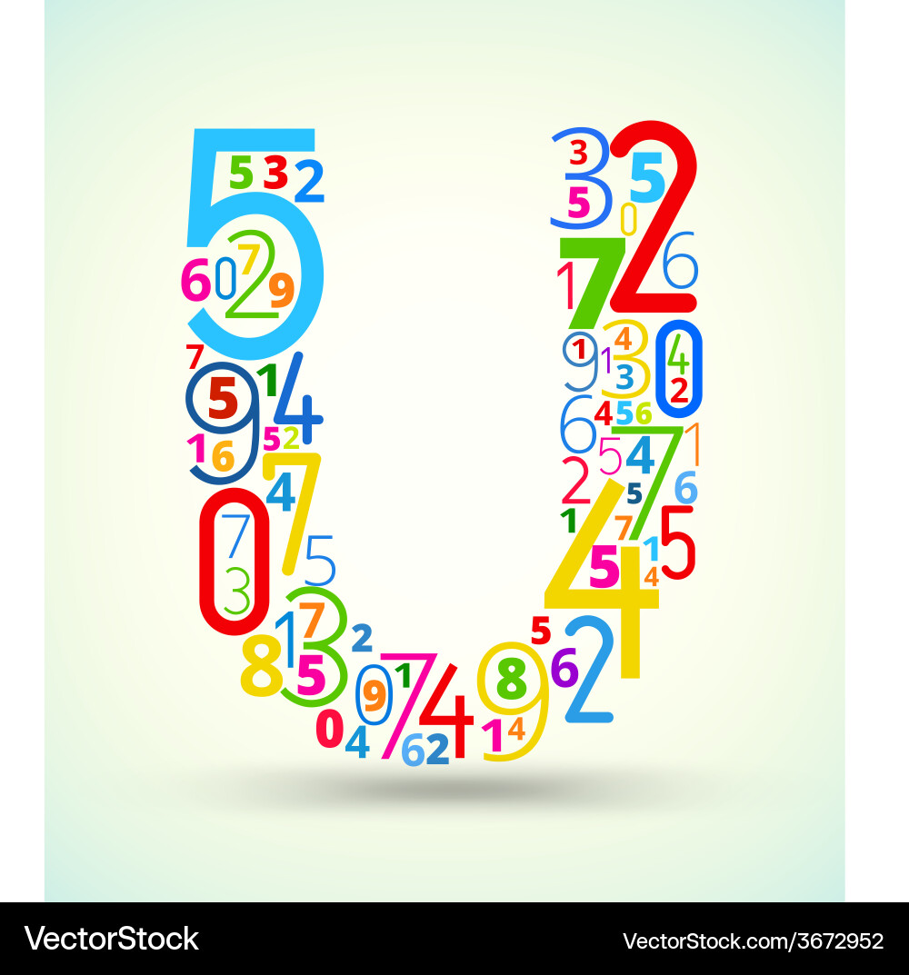 Letter u colored font from numbers Royalty Free Vector Image